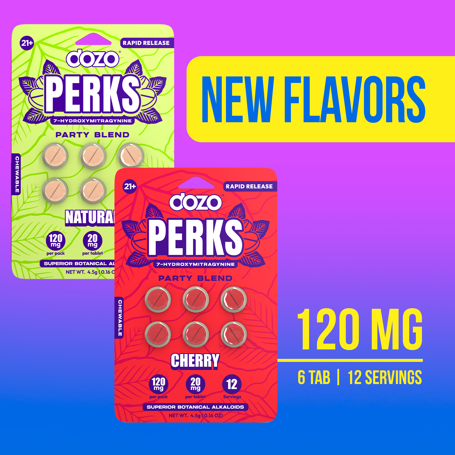 NEW 6ct Dozo PERKS 7-HYDROXYMITRAGYNINE | 6ct (120 mg Per Pack) – dozo